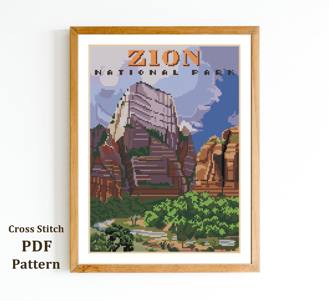 Zion National Park Cross Stitch Pattern Utah Landscape - Etsy