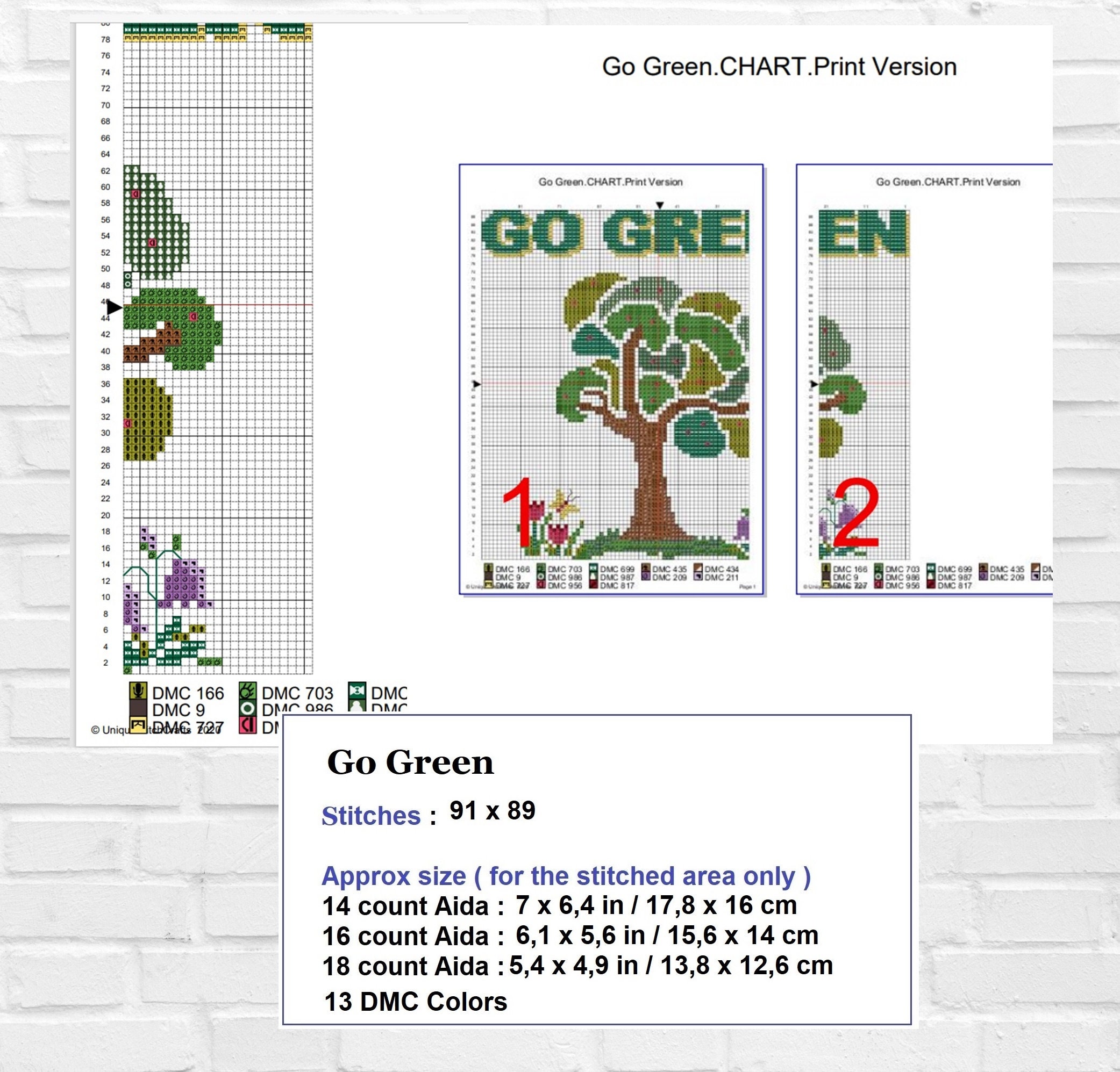 Go Green Cross Stitch Pattern / Modern Cross Stitch / Digital - Etsy