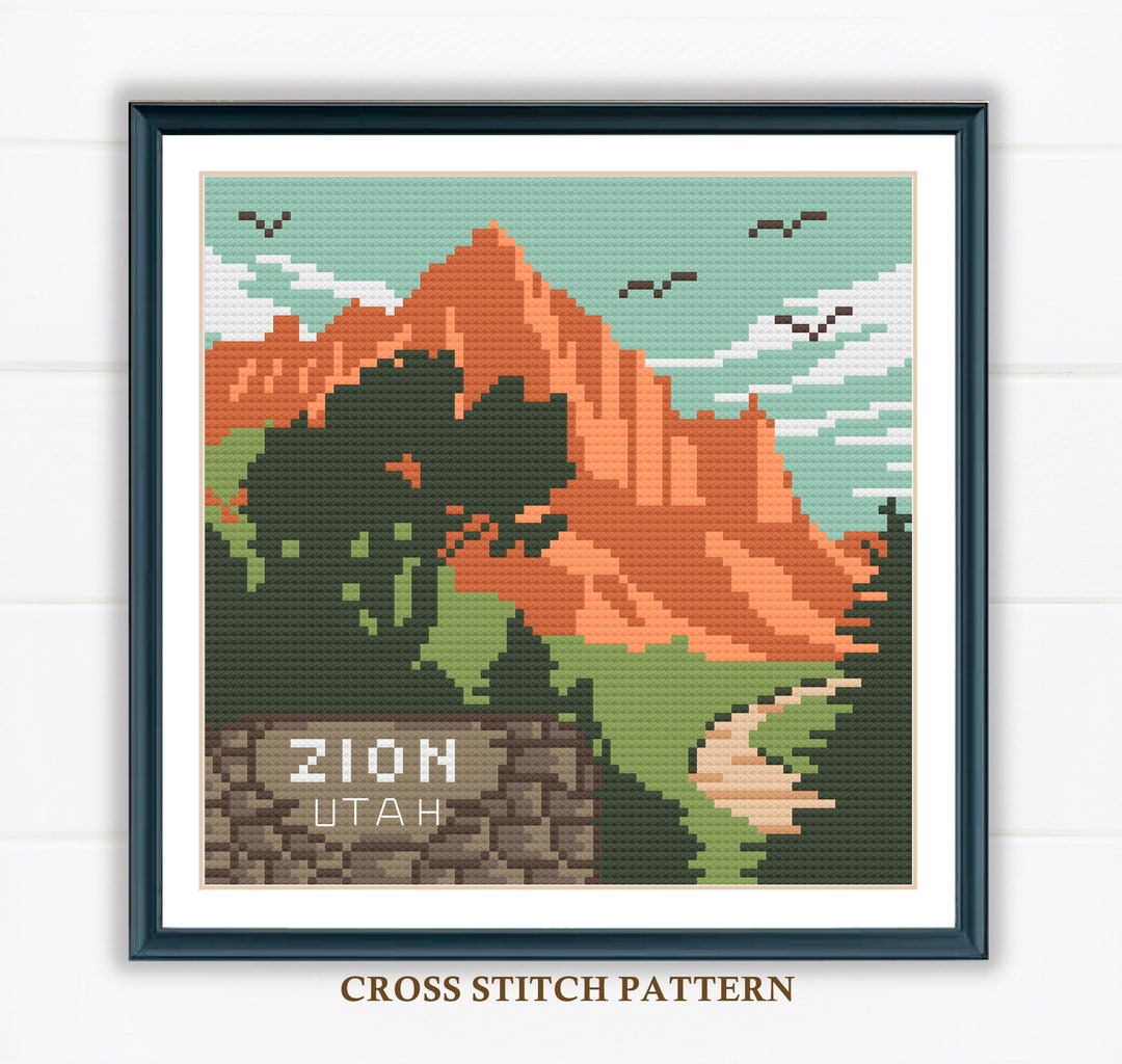 Zion National Park Cross Stitch Pattern: Utah Landscape (PDF) - Etsy