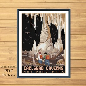 Carlsbad Caverns Cross Stitch Pattern: New Mexico Landscape (digital ...