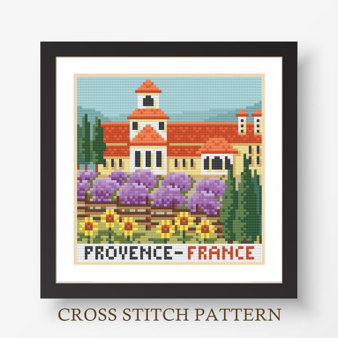 Provence France Cross Stitch Pattern: Landscape Needlepoint (PDF) - Etsy