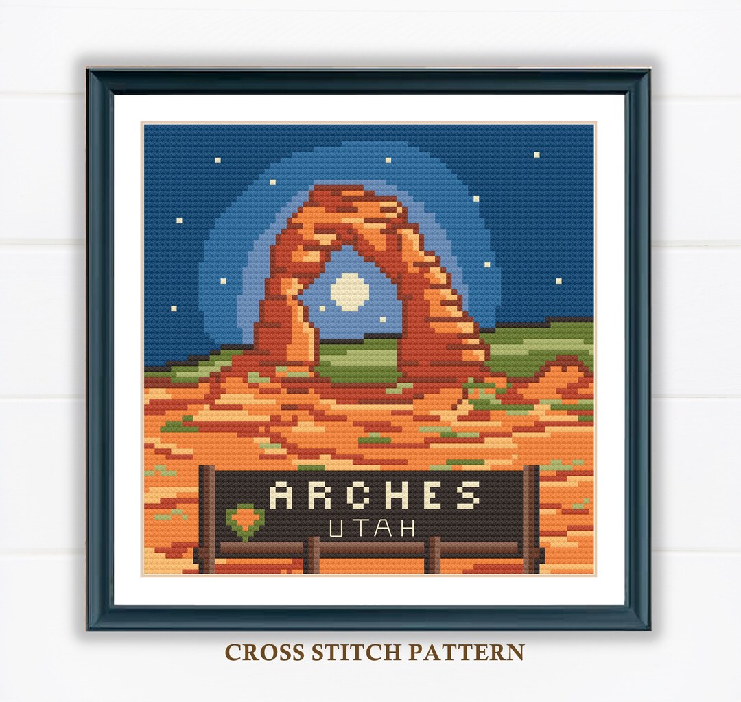 Arches National Park Cross Stitch Pattern: Landscape Needlepoint ...