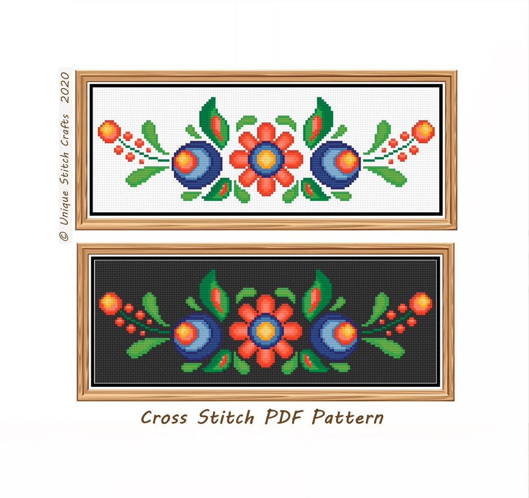 Folk Floral #2 Cross Stitch Pattern / Traditional Needlepoint / Instant ...