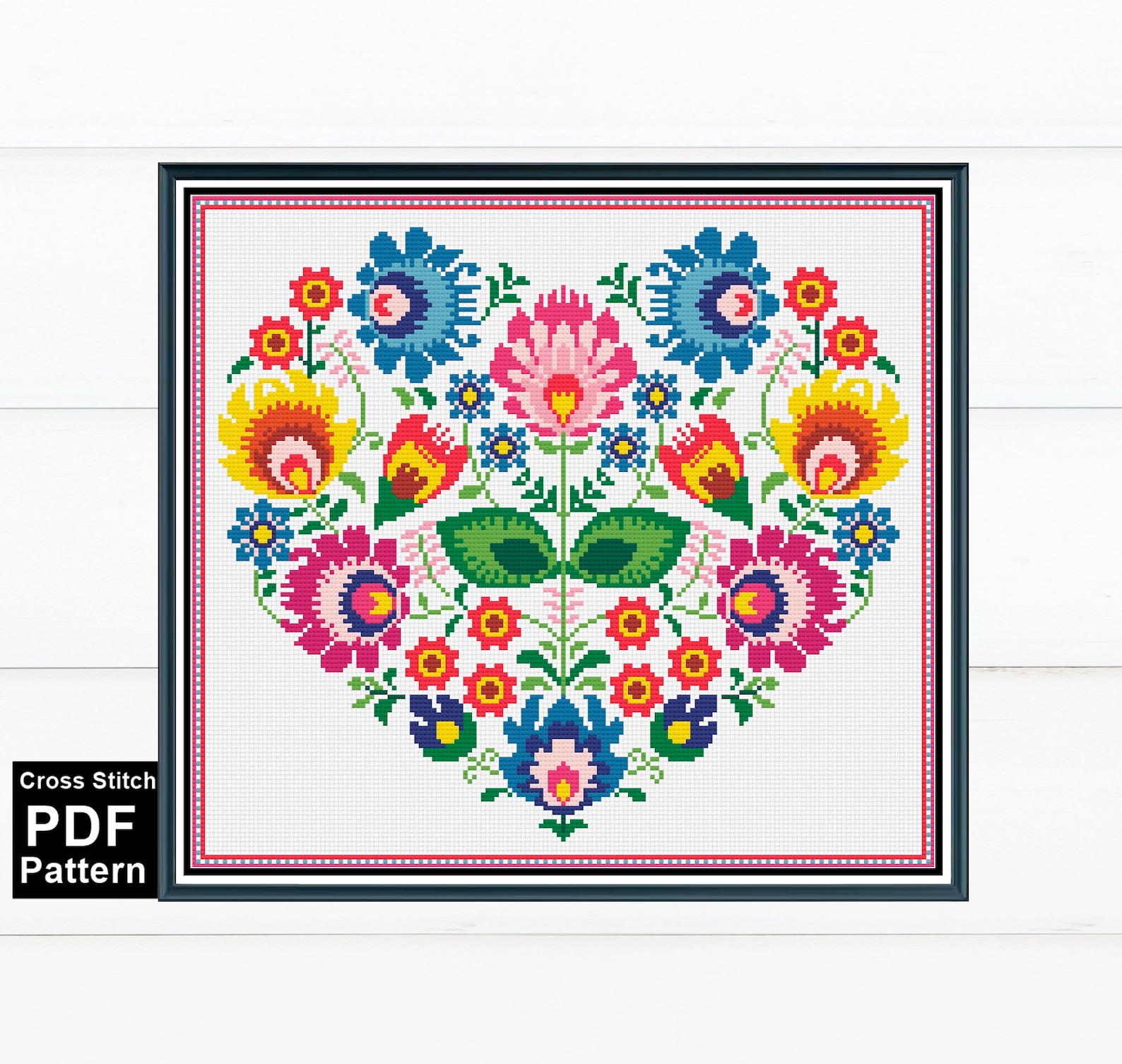 Folk Art Cross Stitch Pattern / Polish Floral Pillow | Etsy