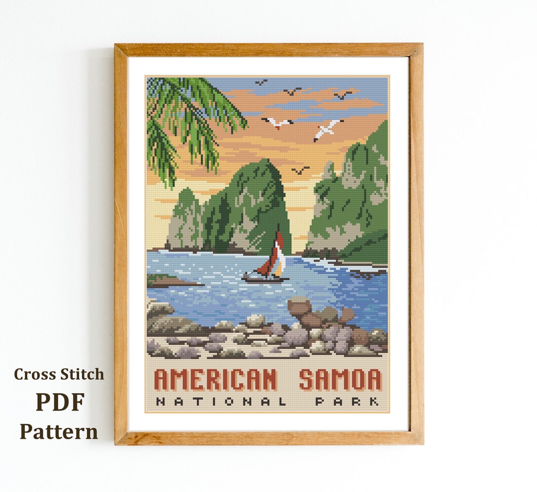American Samoa Cross Stitch Pattern - National Park Cross Stitch ...