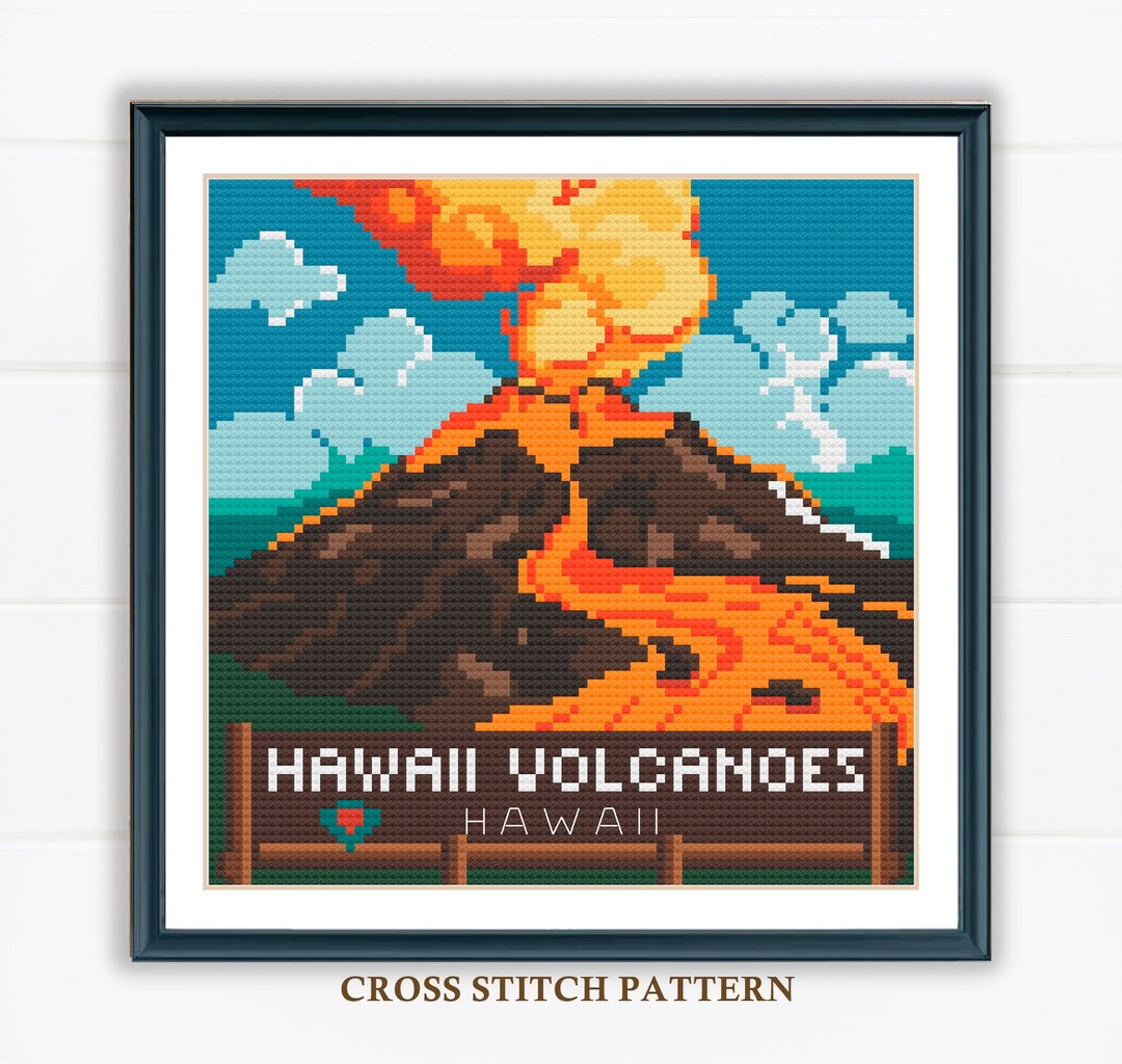 Hawaii Volcanoes National Park Cross Stitch Pattern (PDF) - Etsy