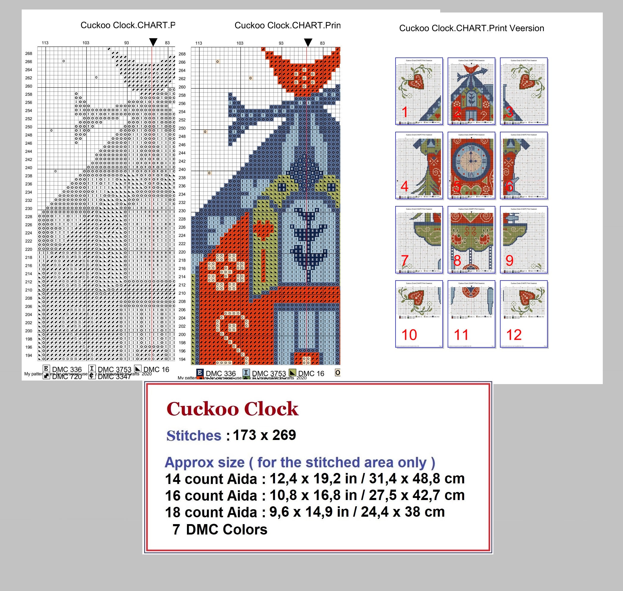 Cute Cuckoo Clock Cross Stitch Pattern / Kids Crafts / Instant - Etsy