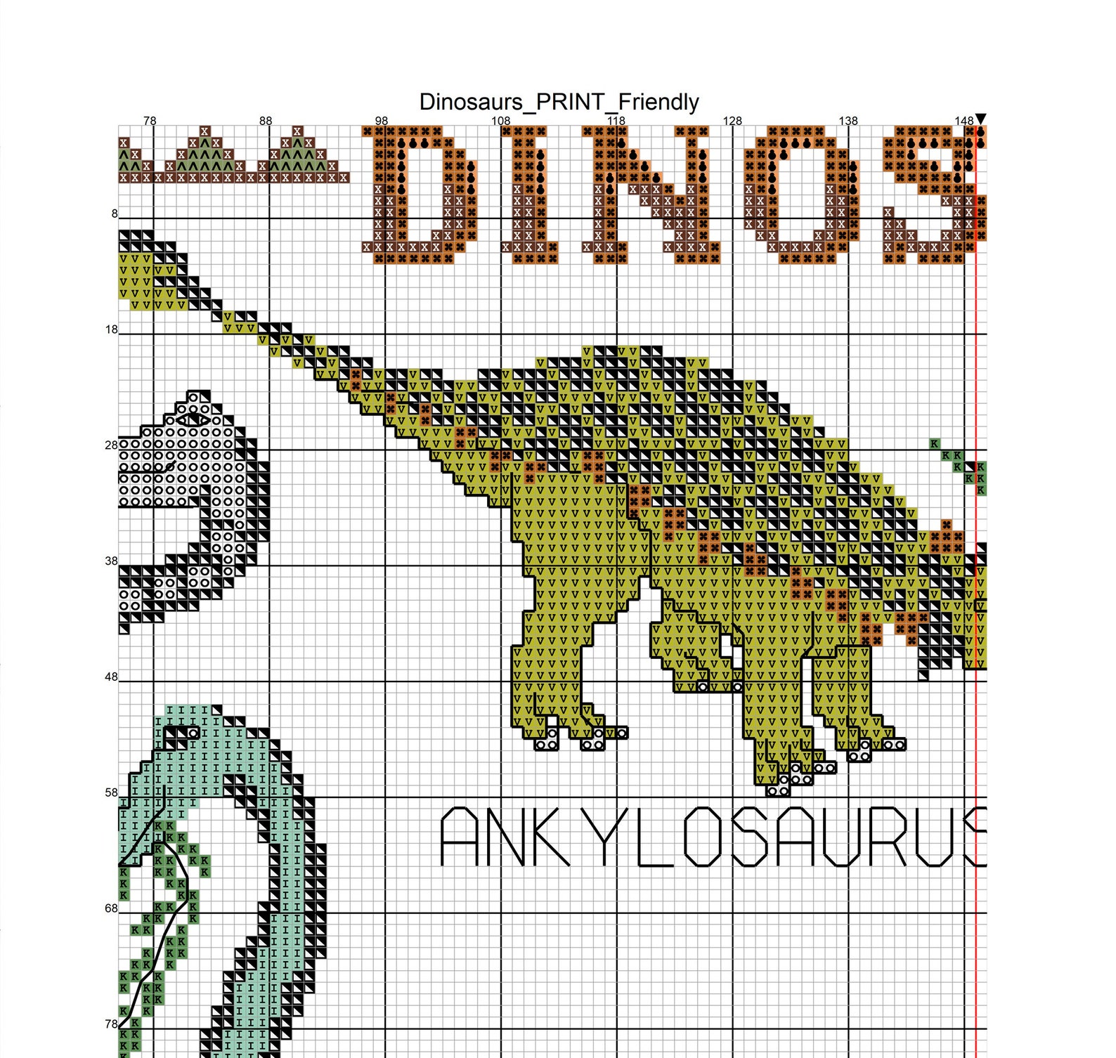 Dinosaurs Cross Stitch Pattern: Nursery Decor (digital Pattern-pdf) - Etsy