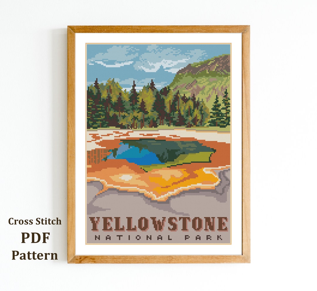 Yellowstone Cross Stitch Pattern / American National Parks / Landscape ...