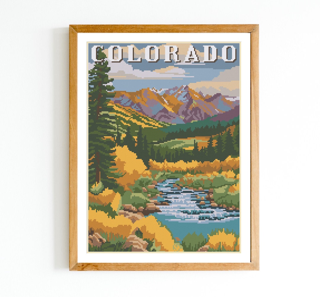 Colorado Landscape Cross Stitch Pattern: Vintage Travel Needlepoint ...