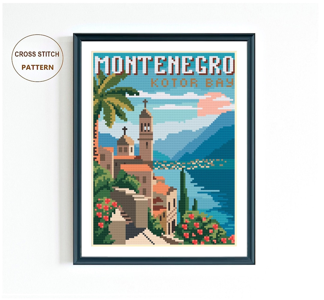 Montenegro Cross Stitch Pattern: Kotor Bay Travel Design (PDF) - Etsy