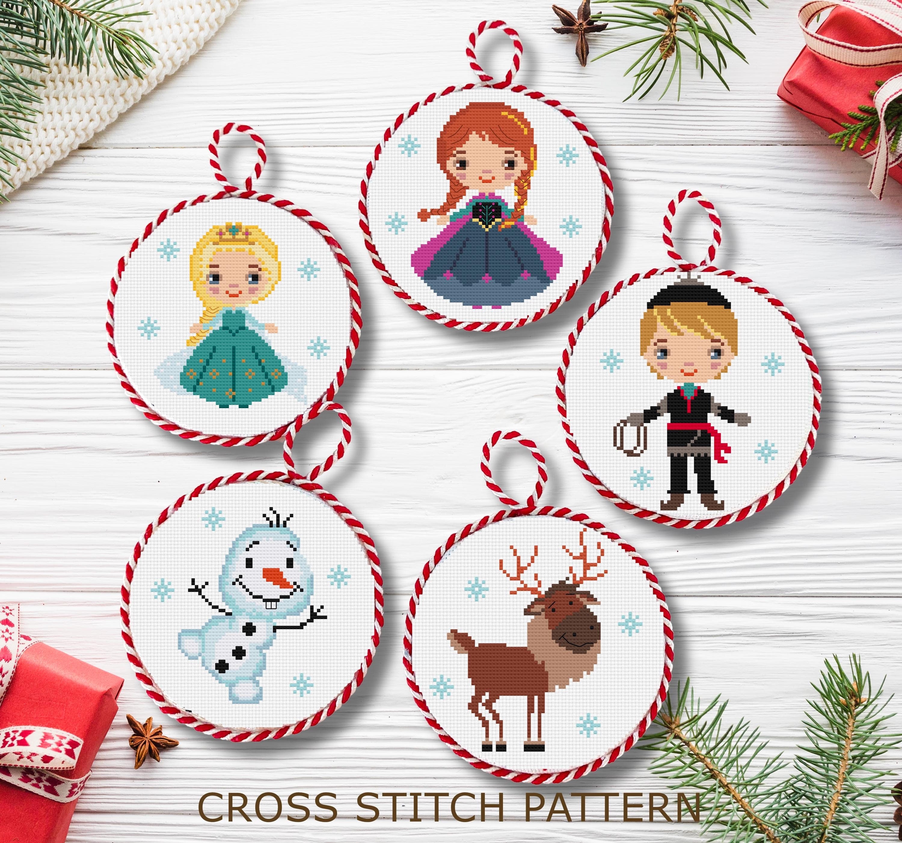 Christmas Ornament Set - Five Cross Stitch Pattern Pdfs - Instant ...