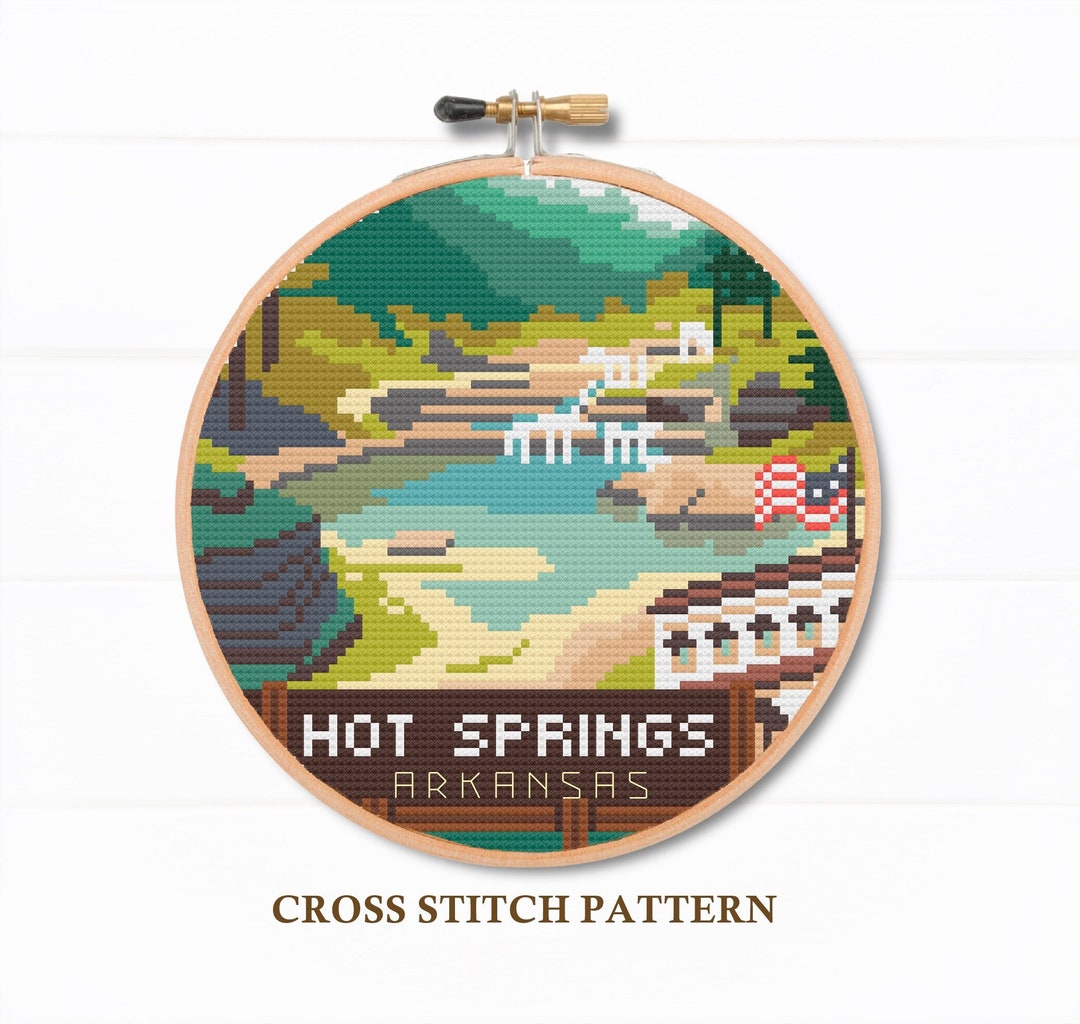 Mini Hot Springs Cross Stitch Pattern / Needlepoint /national - Etsy
