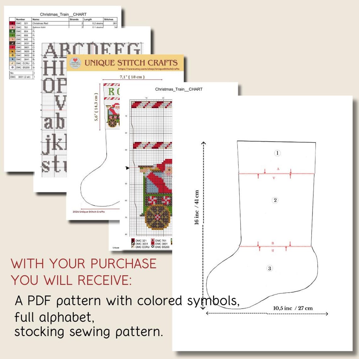 Christmas Stocking Cuff Cross Stitch Pattern - PDF - Instant Download ...