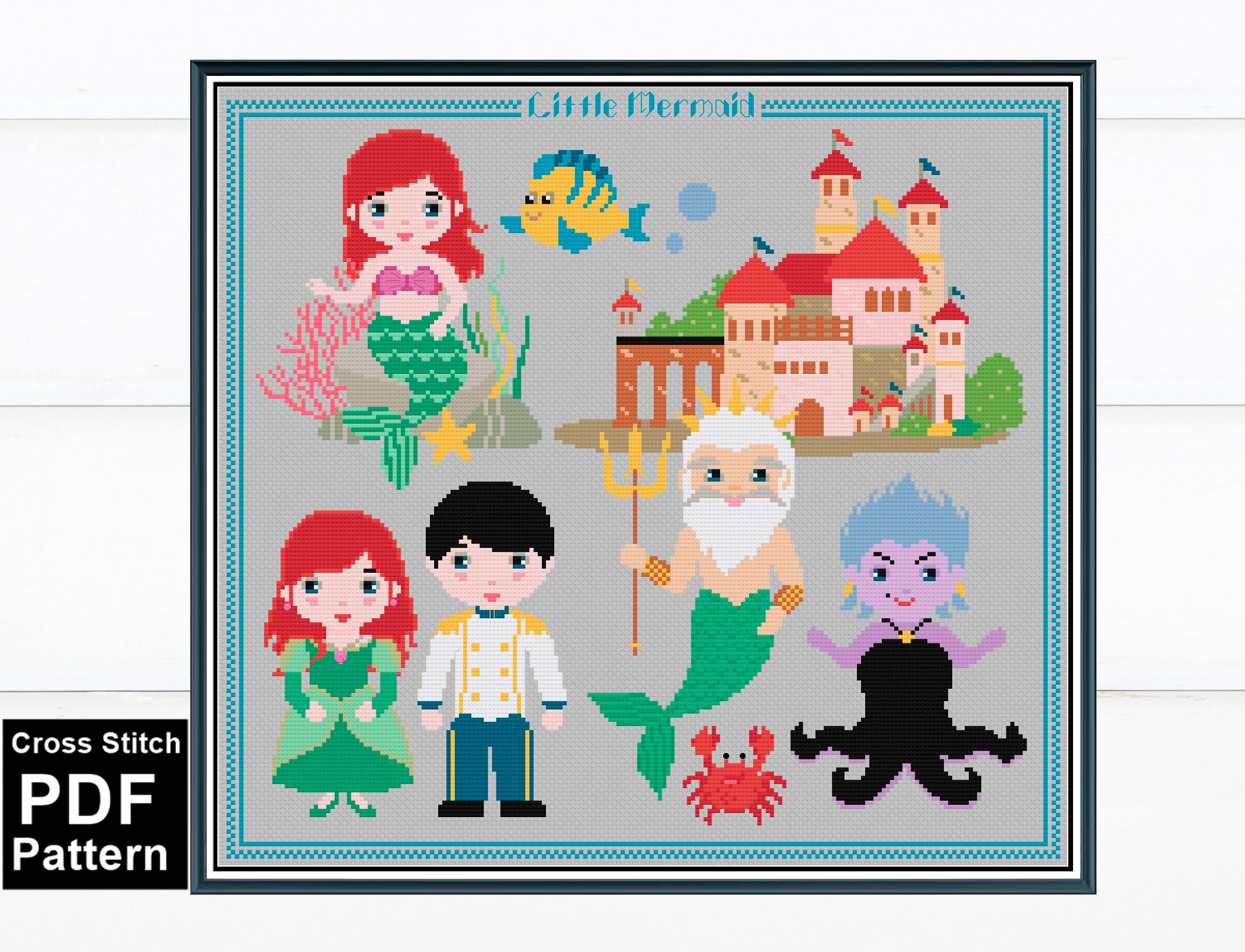 Little Mermaid Counted Cross Stitch Pattern / Cartoons - Etsy