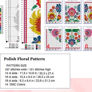 Folk Art Cross Stitch Pattern / Polish Floral Pillow Embroidery ...