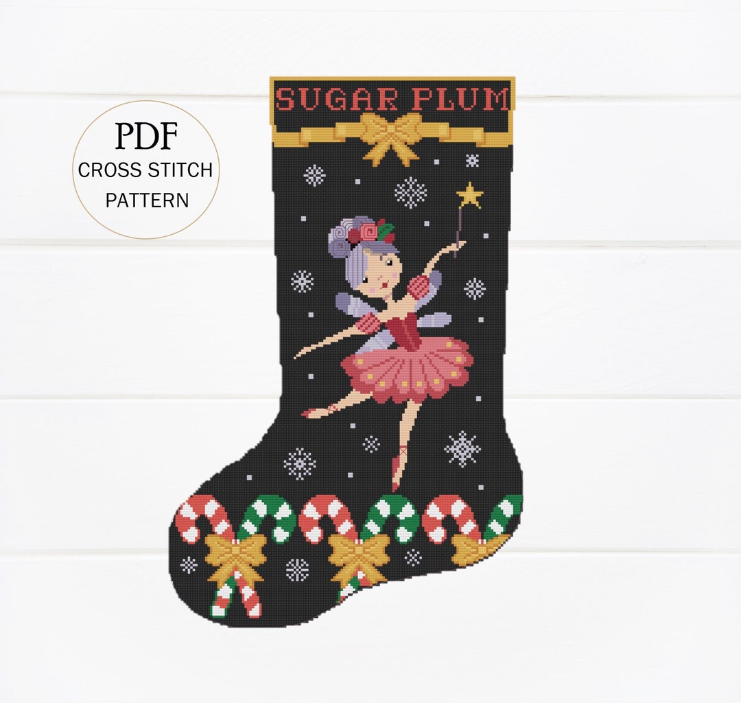 Sugar Plum Fairy Christmas Stocking Cross Stitch Pattern (digital PDF ...