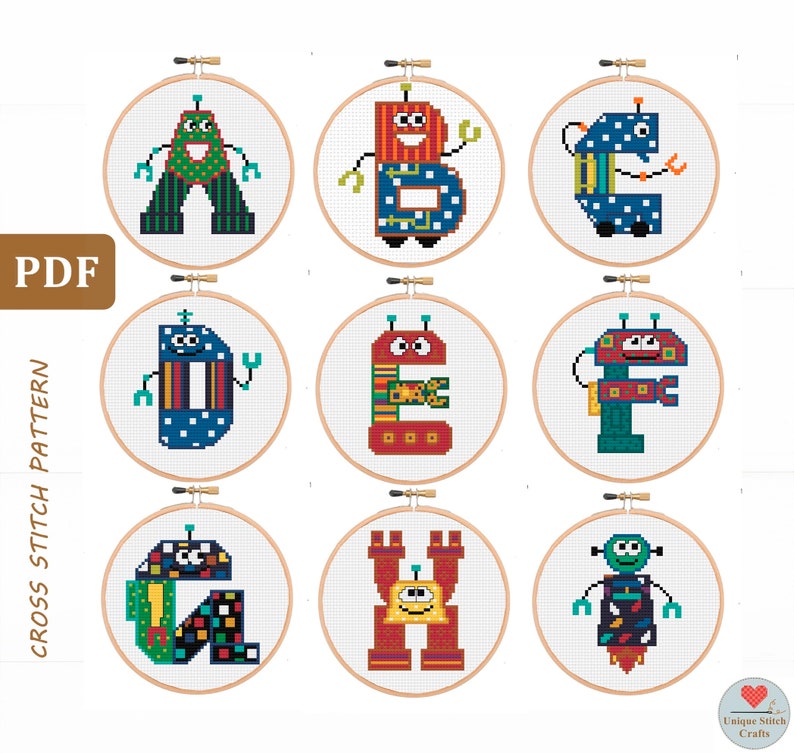 Set of 26 Robot Letters Cross Stitch Pattern-full Alphabet / - Etsy