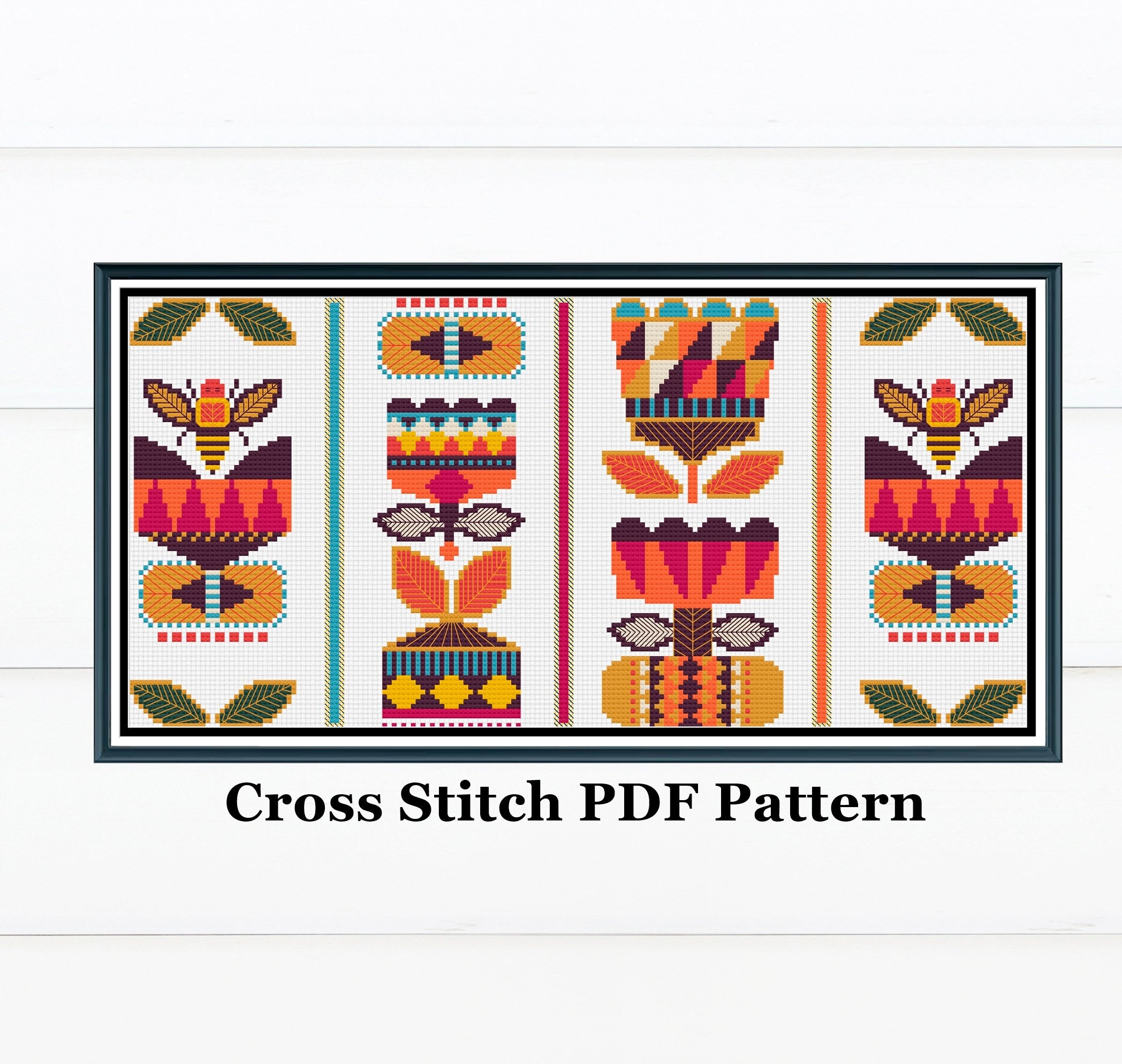 African Folk Art Cross Stitch Pattern for Pillow / Folk Cross - Etsy