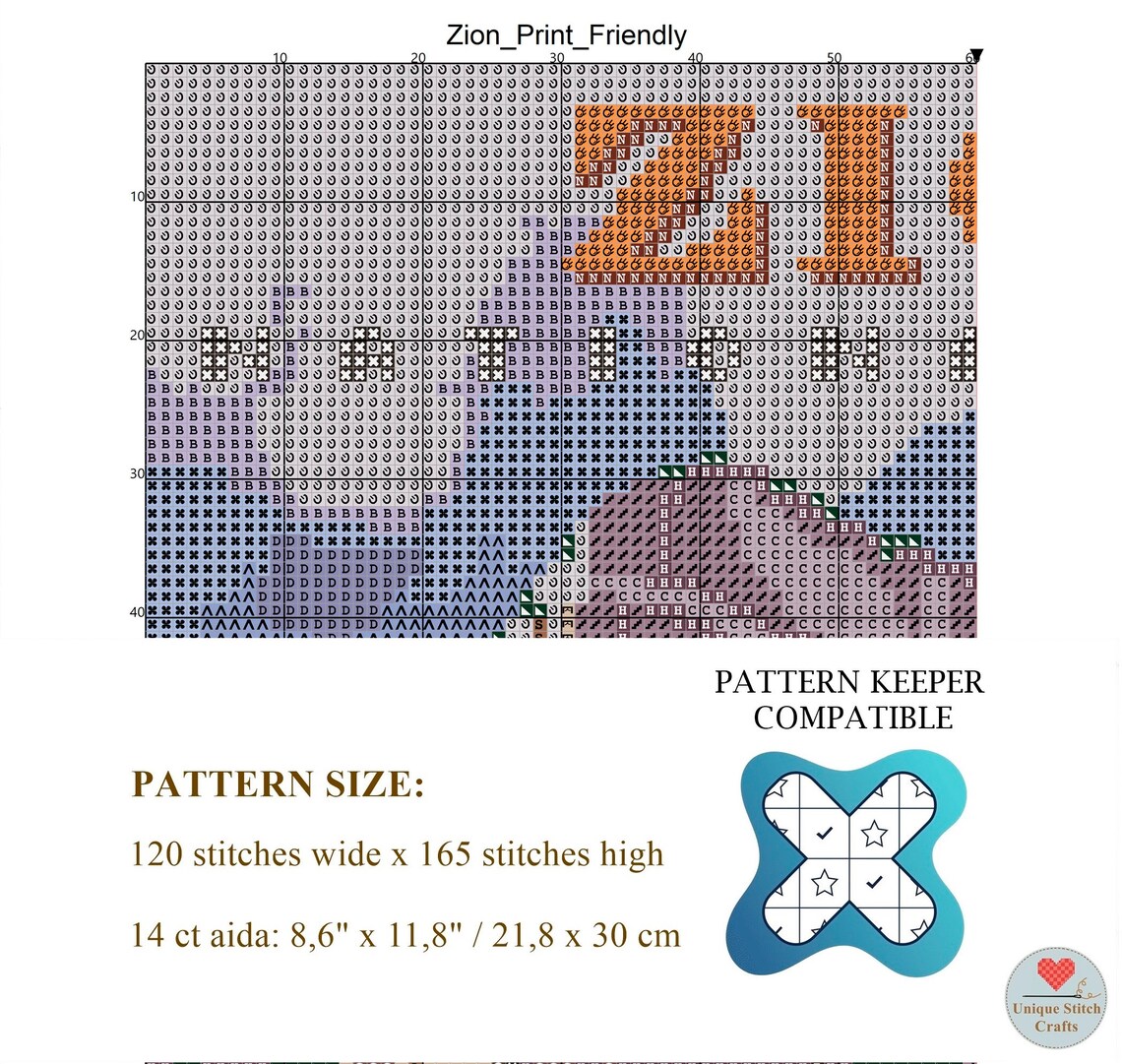 Zion National Park Cross Stitch Pattern: Utah Landscape (PDF) - Etsy