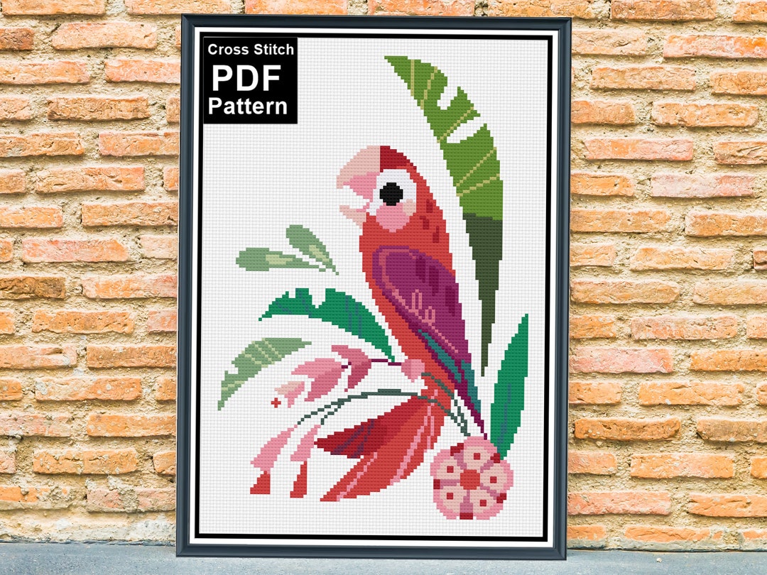 Colorful Parrot Cross Stitch Pattern / Parrot Needlepoint / Instant ...