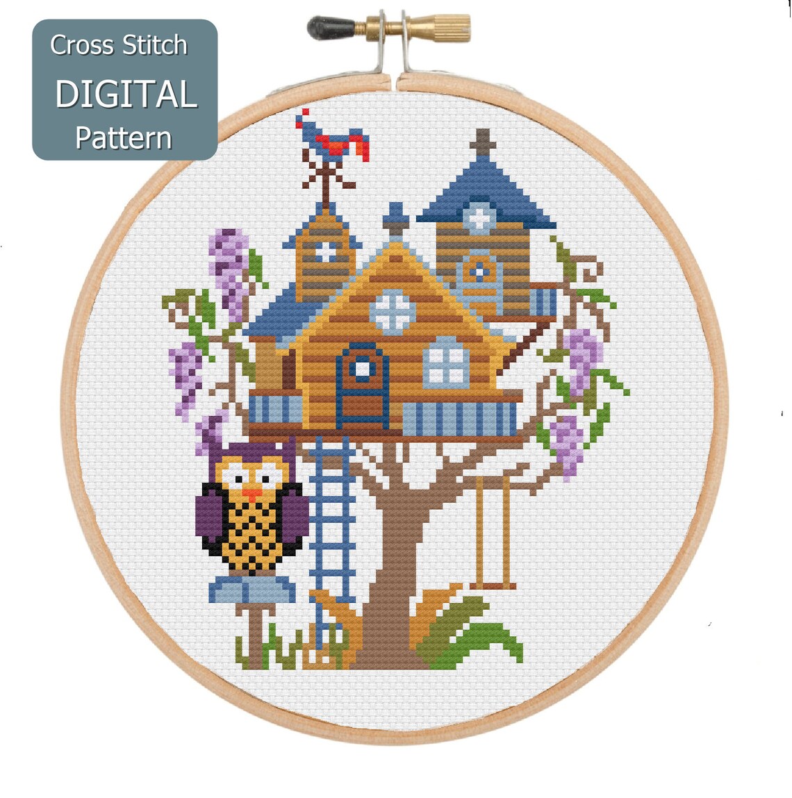 Treehouse Cross Stitch Digital Pattern / Kids Crafts / Digital - Etsy