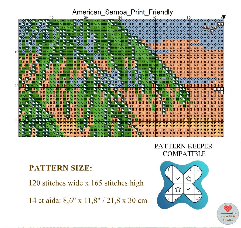 American Samoa Cross Stitch Pattern National Park Cross - Etsy