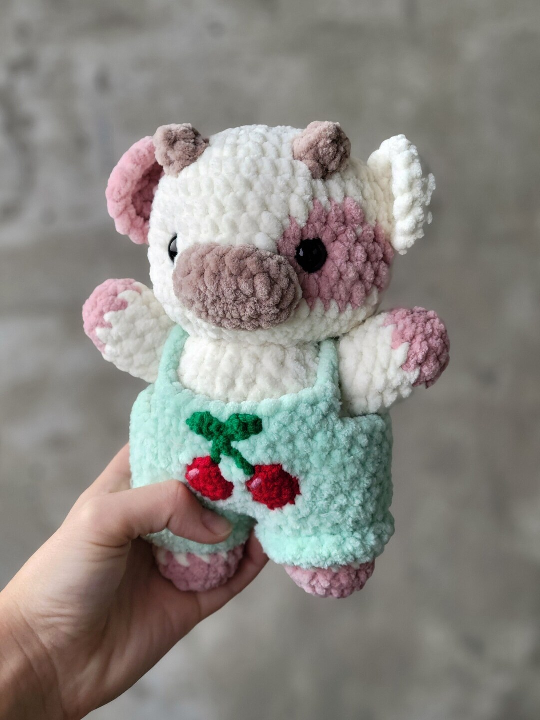 Cute Cow Crochet Cherry Plush adorable Cow Stuffed Amigurumi - Etsy