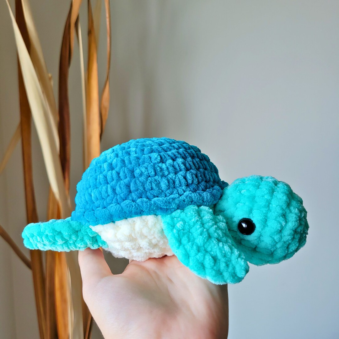 Teal Sea Turtle Crochet Plushie cute Amigurumi Stuffed - Etsy