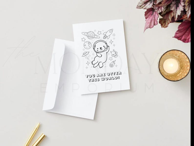 Otter Father's Day Coloring Card | Printable Dad Gift (digital Download ...