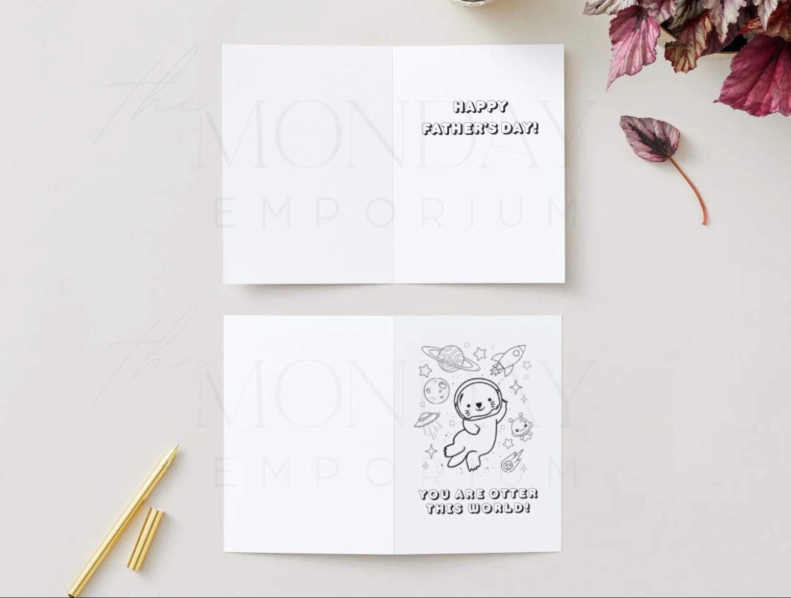 Father’s Day Coloring Page Card for Kids | Otter This World Printable ...