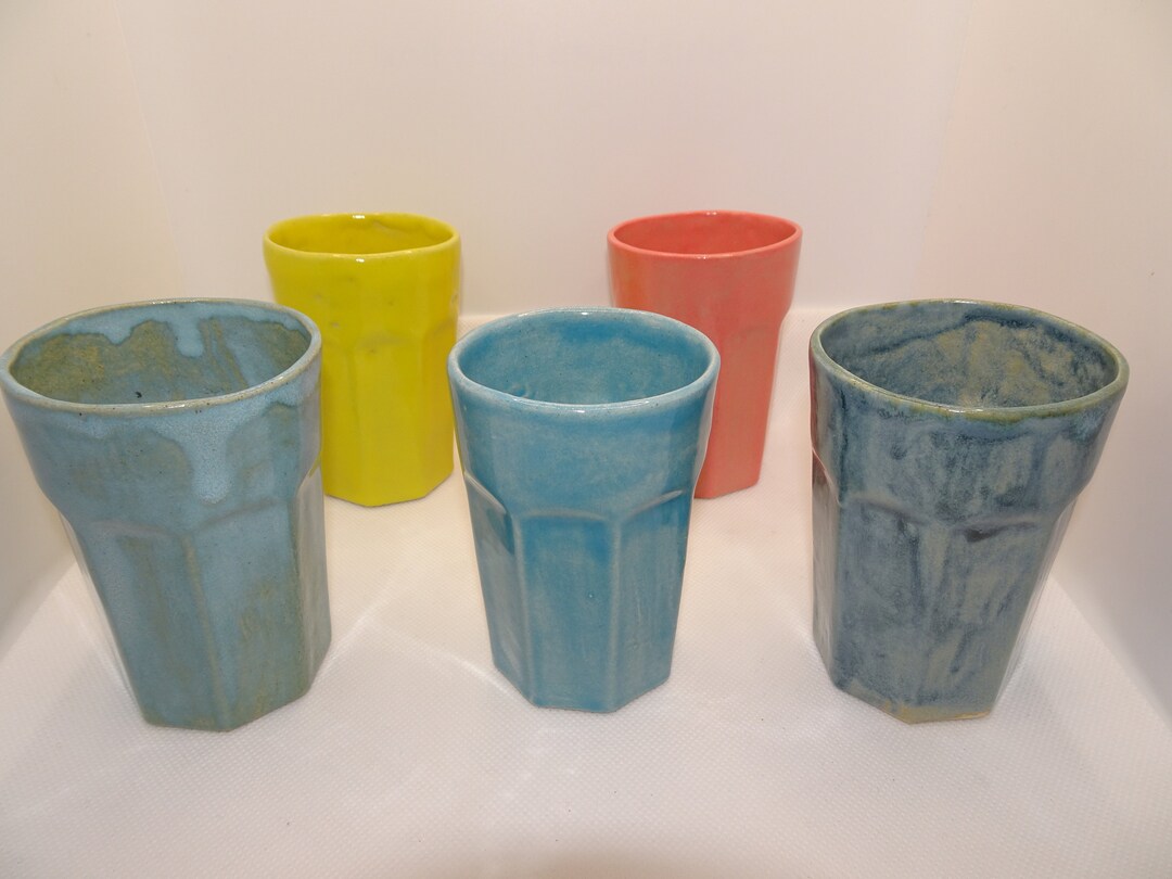 Beaker Cups Set of 4 Colourful Hand Made Ceramic Beaker - Etsy