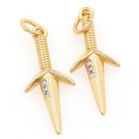 Gold Japanese Blade Katana Sword Pendant Charms 23x93mm Set of 10 A7978 ...