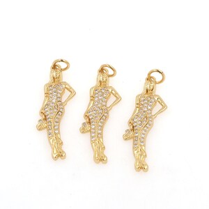 Figure Pendant, 18K Figure Pendant, Micropavé Cubic Zirconia Figure ...