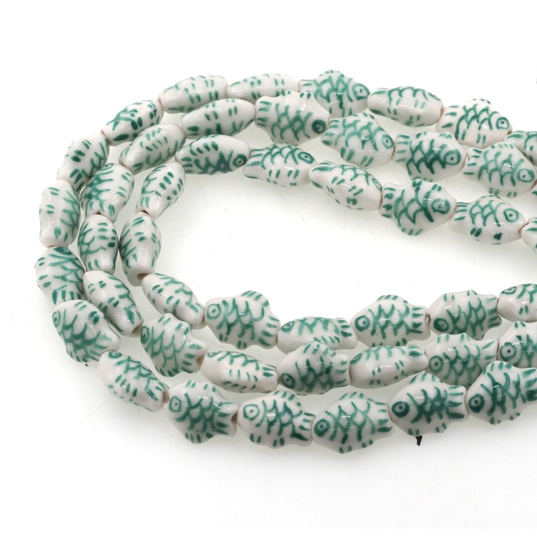 Cute Little Green Fat Fish Beads, Kawaii Glass Lampwork Beads, Small ...