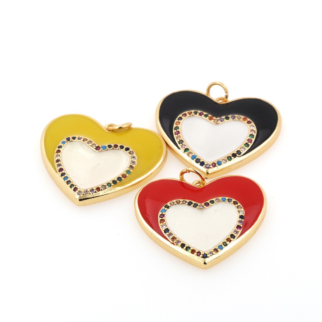 Love Pendant Heart Pendant Two-color Heart-shaped Double Heart Two ...