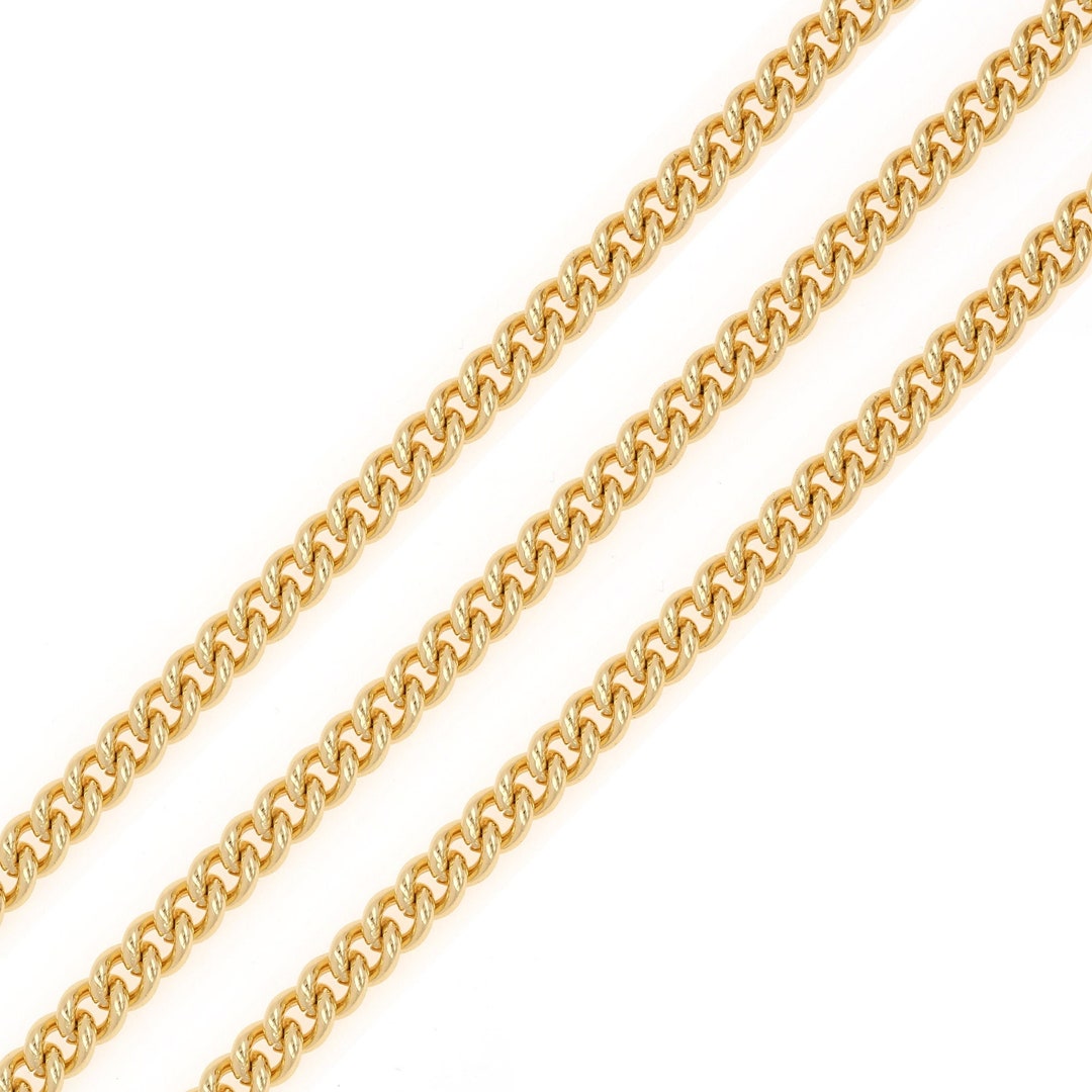 Unfinished Curb Chain, Bulk Curb Chain, Curb Chain, 18K Gold-plated ...