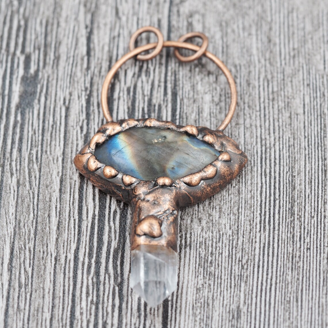 Natural Stone Crystal Bronze Welding Oval Pendant White Crystal DIY ...
