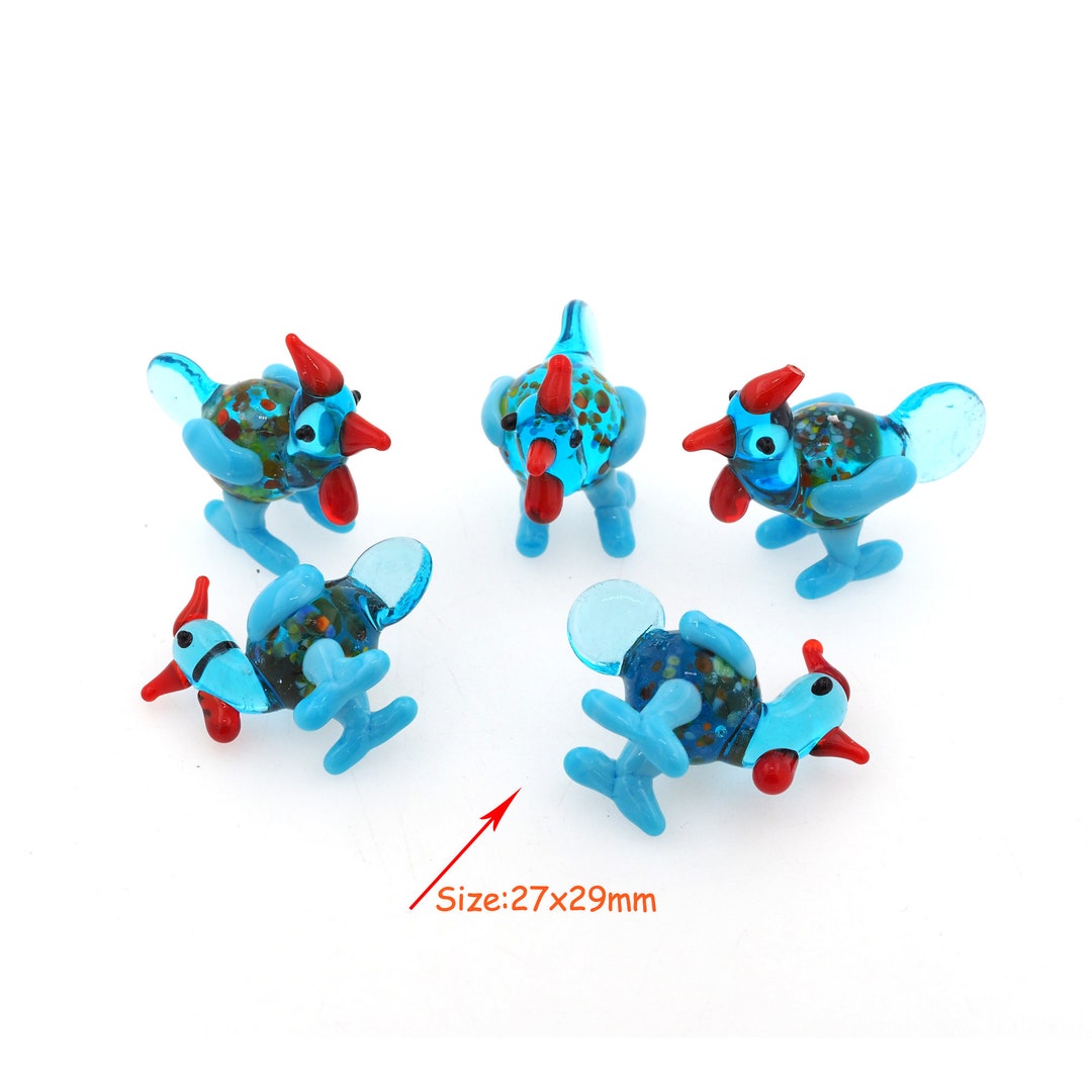Chicken Glass Decorations, Cute Blue Chick, Table Decorations, Small ...