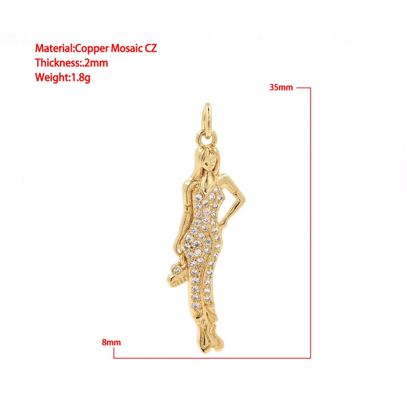 Figure Pendant, 18K Figure Pendant, Micropavé Cubic Zirconia Figure ...