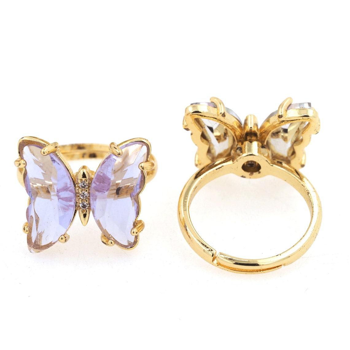 Crystal Butterfly Ring Butterfly Ring 18K Gold Filled Adjustable Ring ...