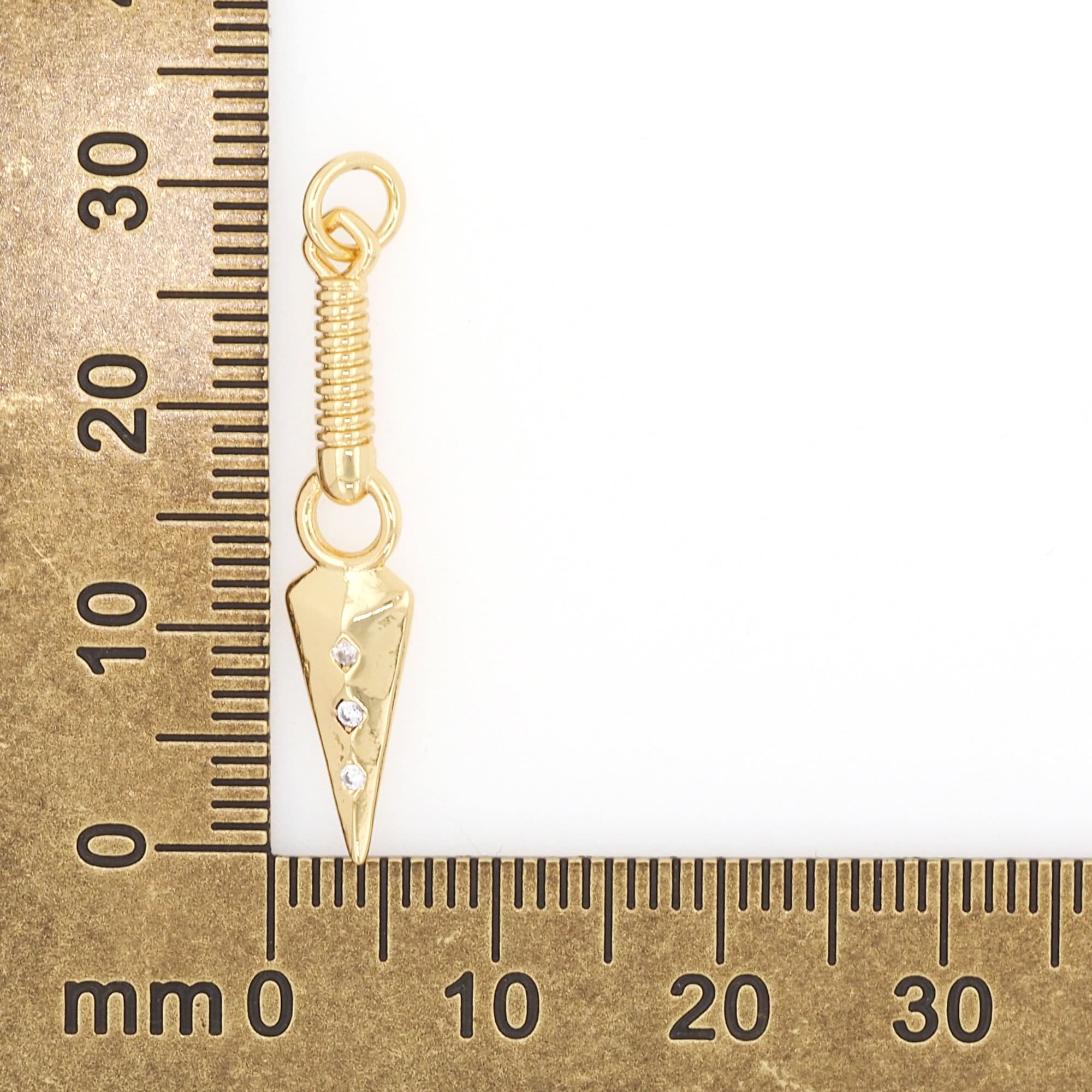 Japanese Style Kunai Pendant Ninja Dart 18K Cubic Zirconia Micro Inlay ...