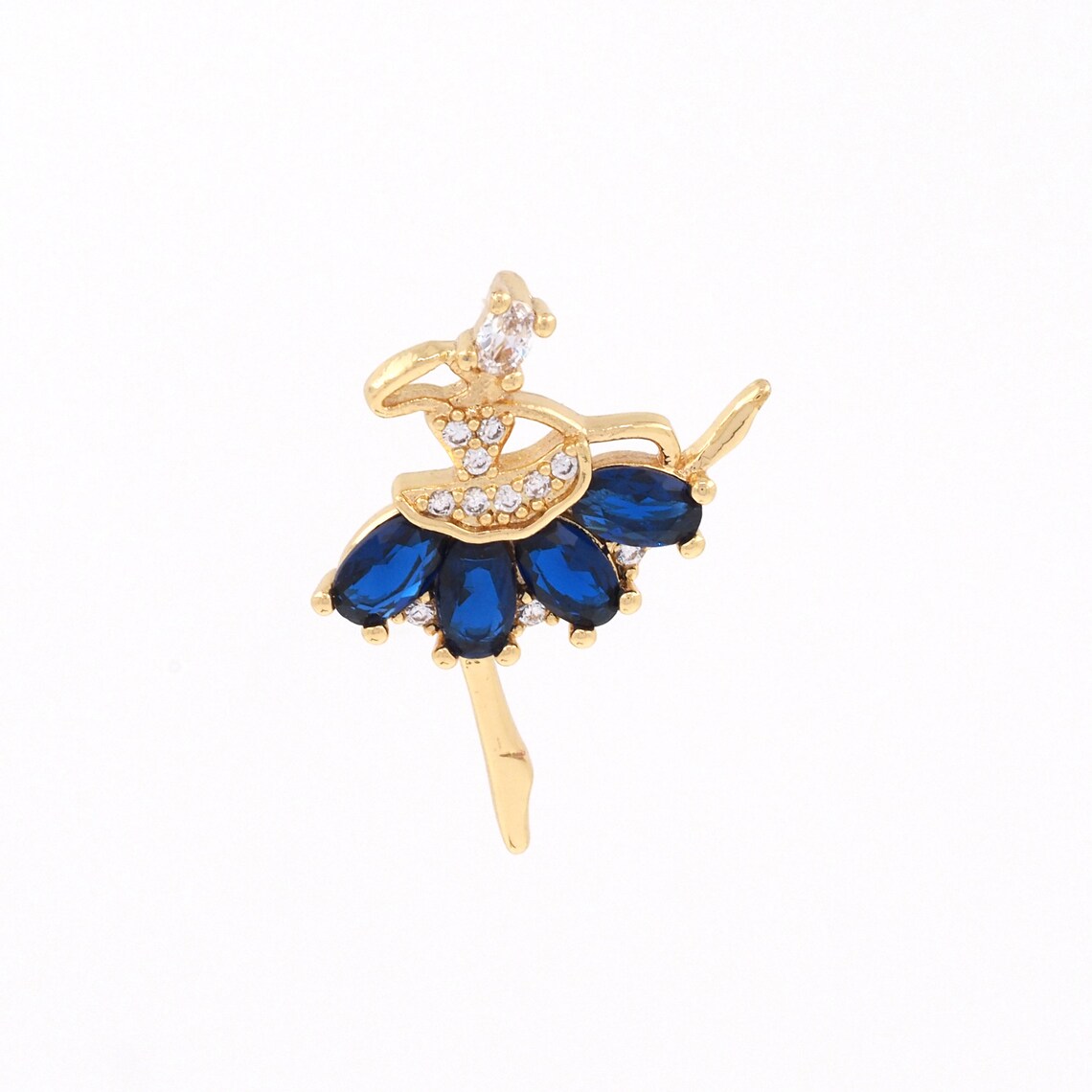 Dance Pendant, CZ Micropavé Silver Ballet Charm Necklace 18K Gold ...