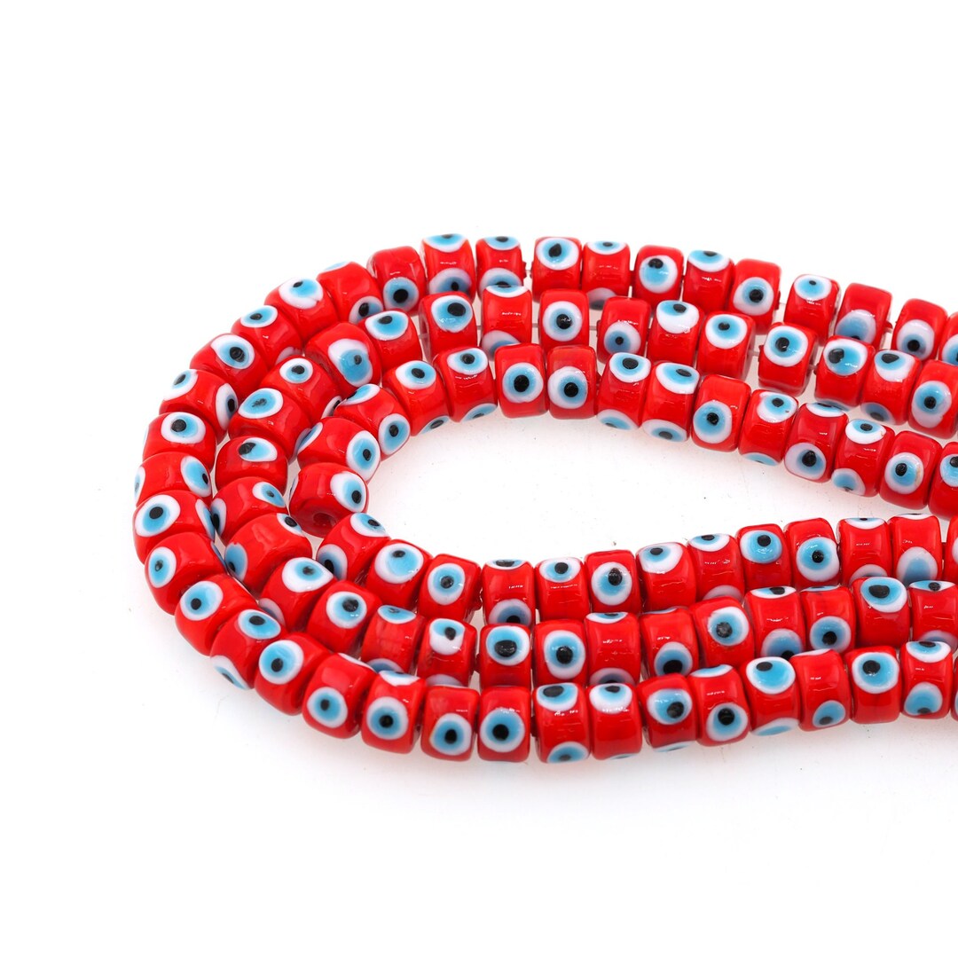 50pcs Red Small Cylindrical Devil Eyes, Glass Ceramic Balls for Jewelry ...