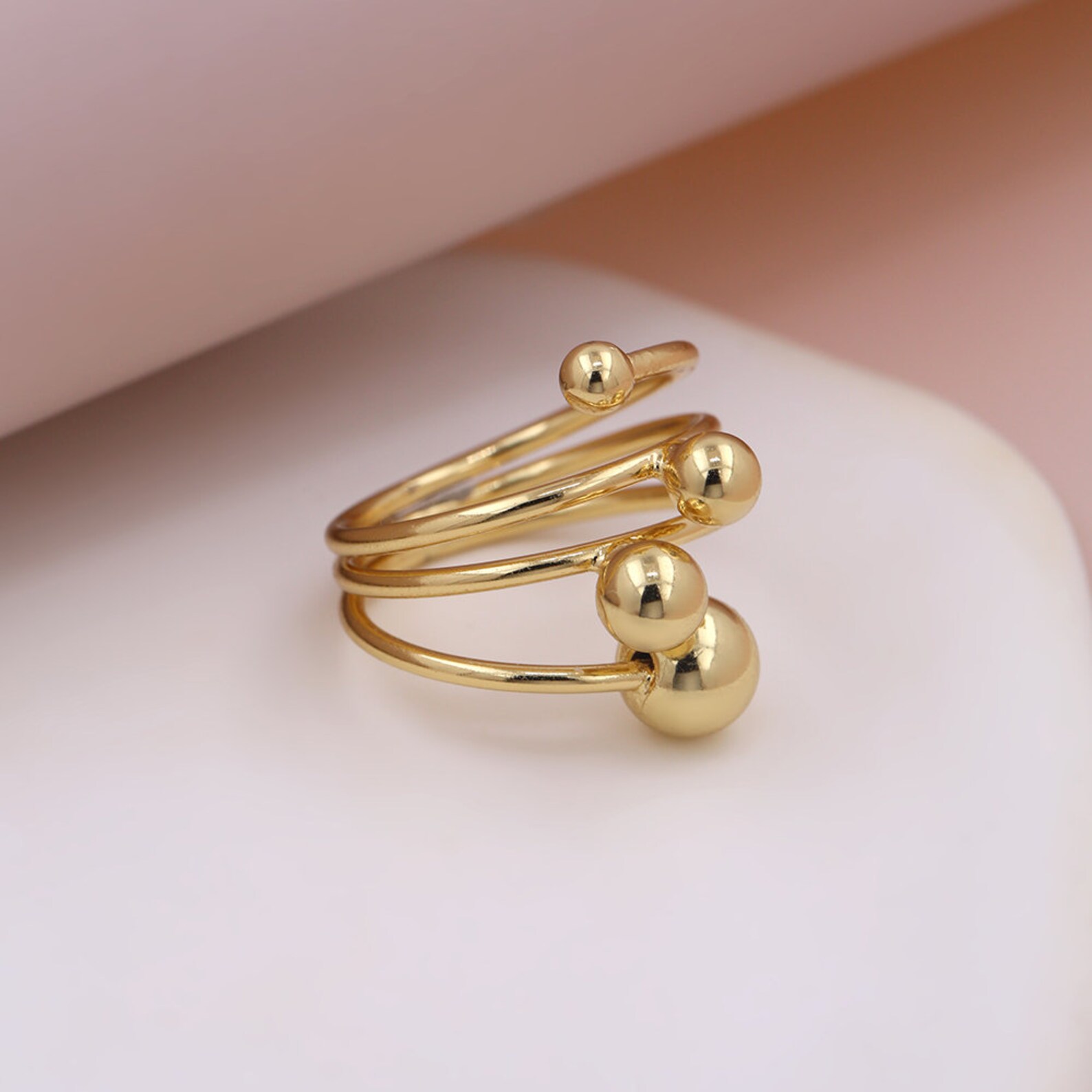 Golden Spiral Ring 18K Gold Filling Ring Gold Fill Fashion Ring ...