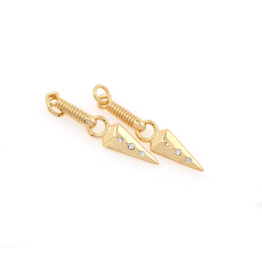 Japanese Style Kunai Pendant Ninja Dart 18K Cubic Zirconia Micro Inlay ...