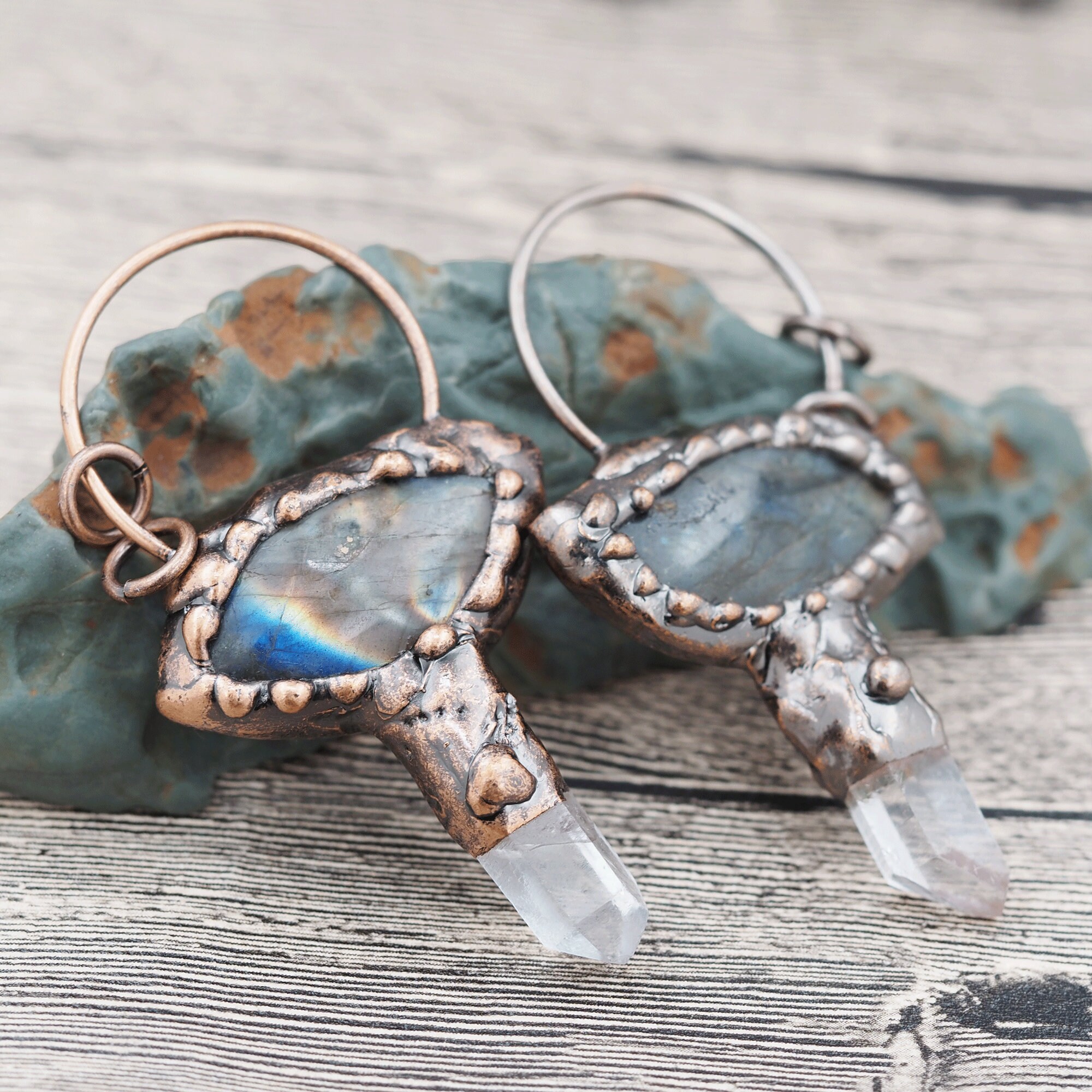 Natural Stone Crystal Bronze Welding Oval Pendant White Crystal DIY ...