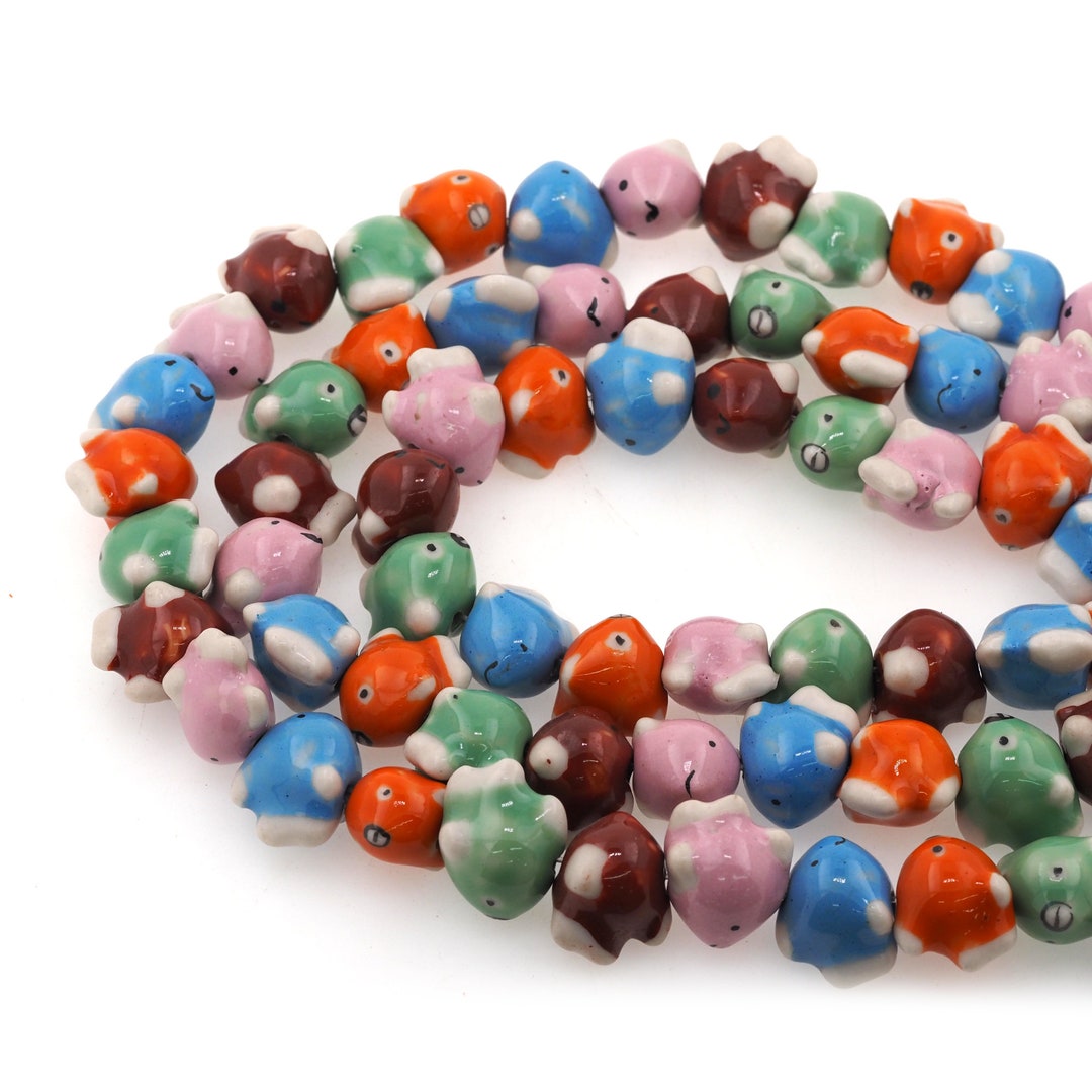 Tropical Fish Beads, Kawaii Ceramic Triangle Fish Decorative Beads ...