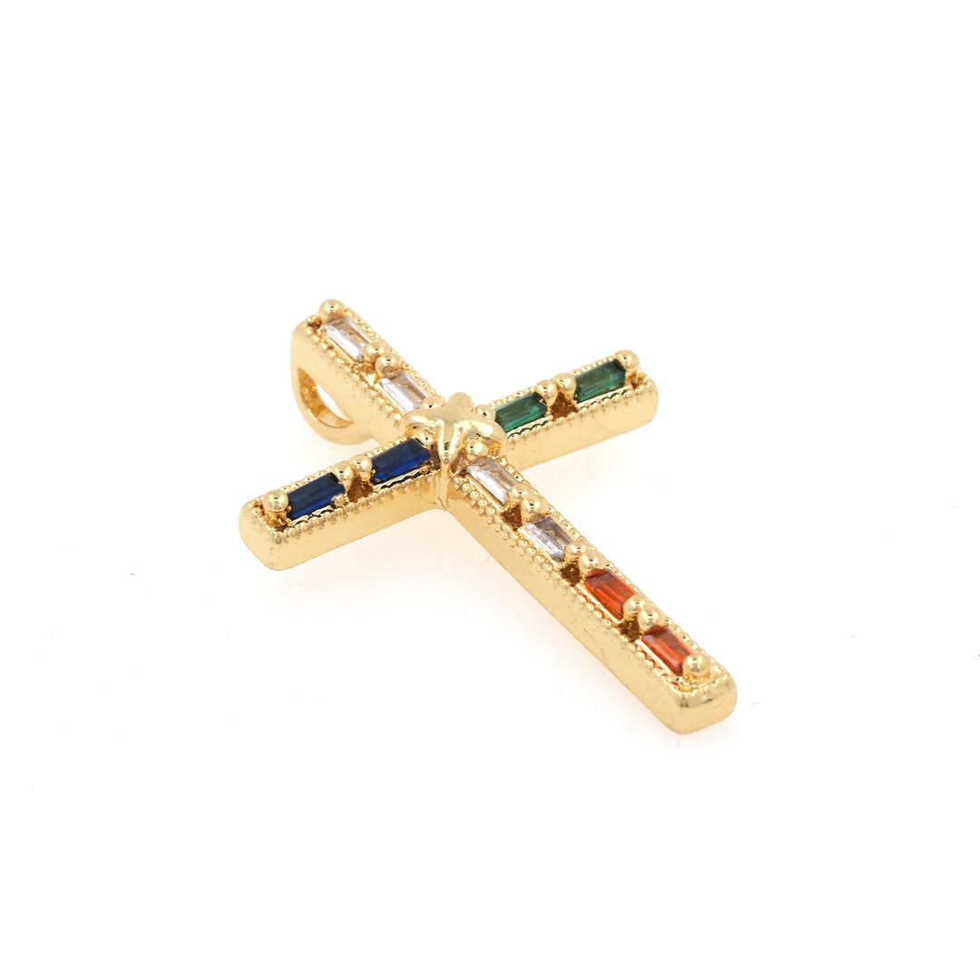 Jesus Compass Cross Pendant, Micropavé CZ Cross Necklace Charm ...