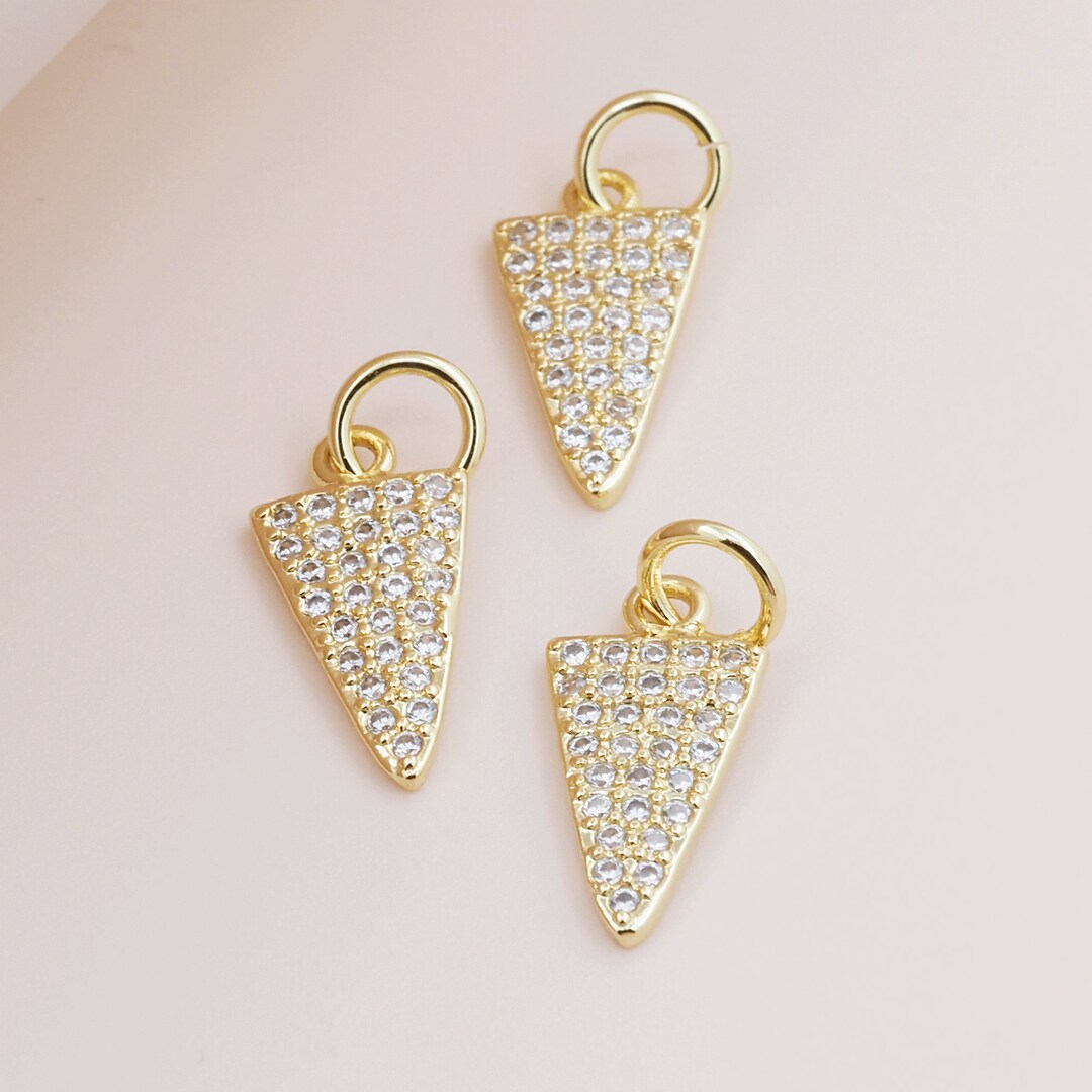Triangular Pendant 18K Gold Divide Triangle Pendant Fashion Jewelry CZ ...